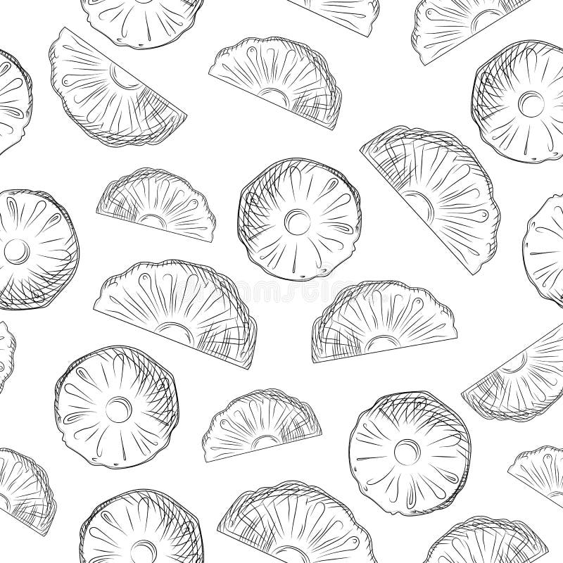 Seamless Pineapple Slices Pattern Summer Tropical Fruit Background Design Vector Stock Photos ...