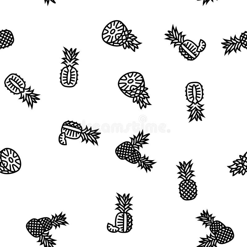Pineapple Fruit Tropical Food Vector Seamless Pattern Stock Vector ...