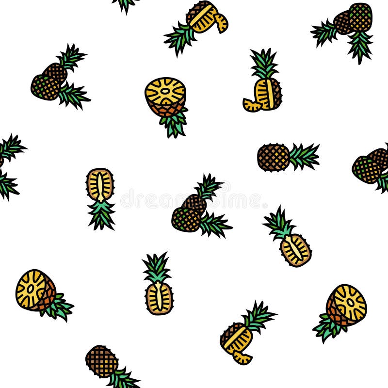 Pineapple Fruit Tropical Food Vector Seamless Pattern Stock Vector ...