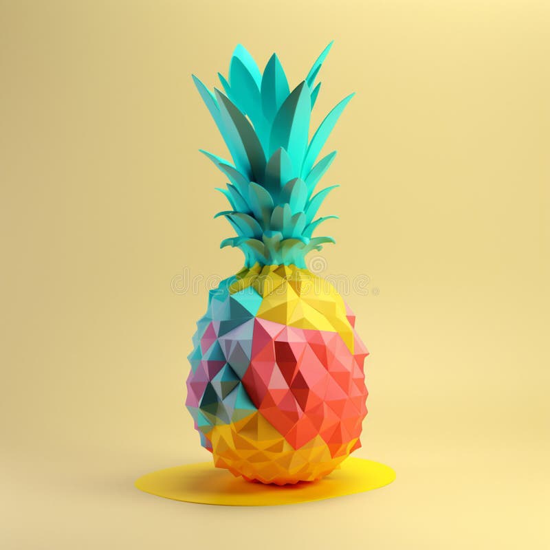 Pineapple with Geometric Objects in Summer Concept in Trending Color ...