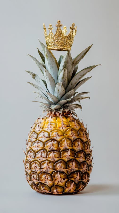 Pineapple with Golden Crown on Gray Background, Creative Concept. Royal ...