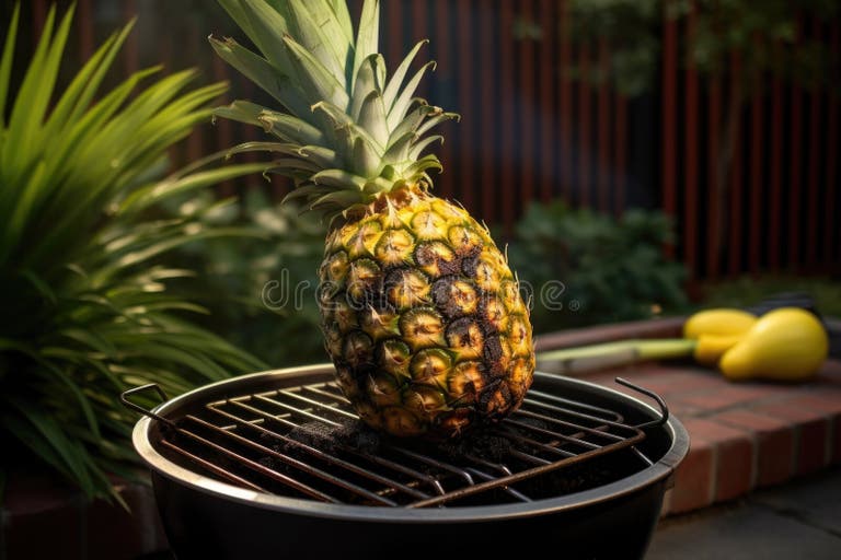 Pineapple with Grill Marks on a Backyard Bbq Stock Illustration - Illustration of generated ...