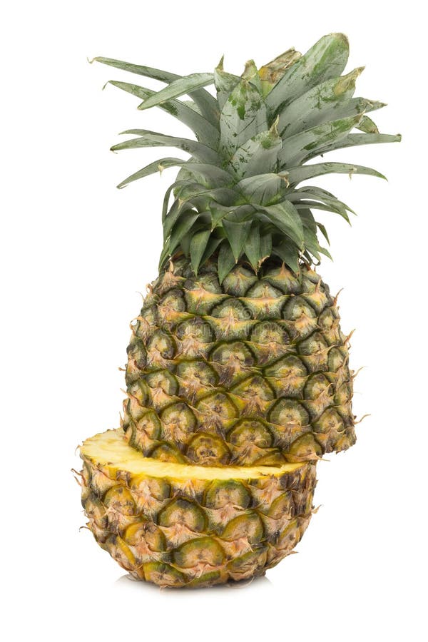 Pineapple Half Cut Isolated on White Background Stock Image - Image of ...