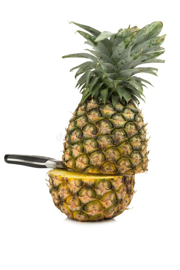 Pineapple Cut In Half On White Background Isolated Stock Photo - Image ...