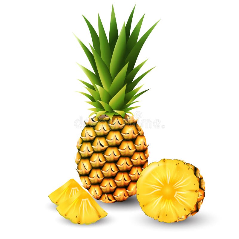 Pineapple And A Half Of Pineapple, Fruit, Transparent, Vector ...