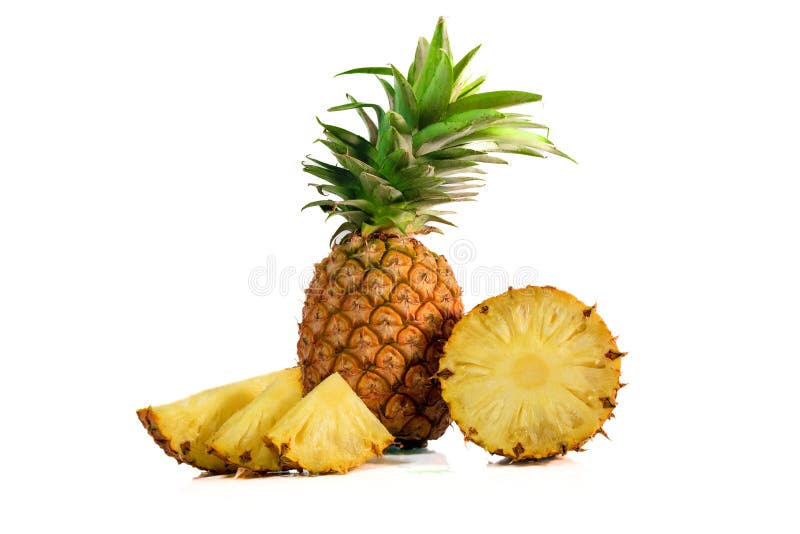 Pineapple with Half and Slices Isolated on a White Background Stock ...