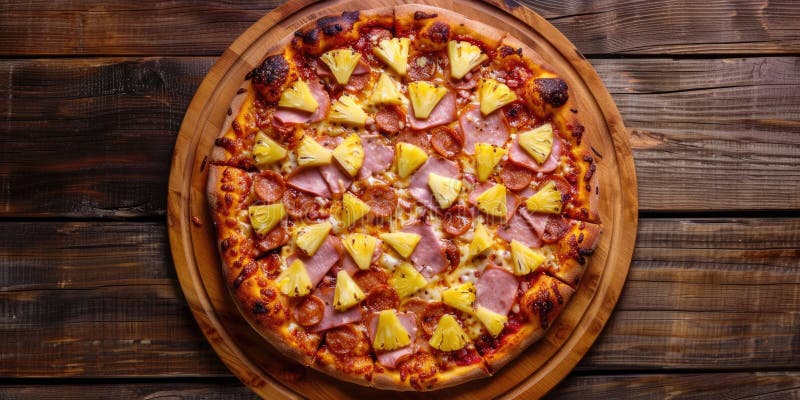 Pineapple Ham Pizza stock photo. Image of pineapples - 375107722