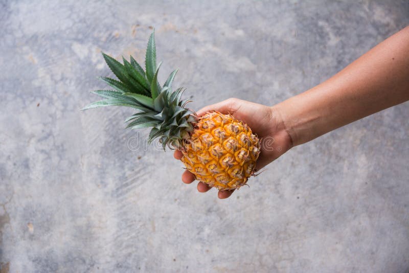 Pineapple In Hand. Tropical Fruit. The Concept Of Sports And Healthy ...