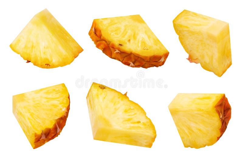 Pineapple Isolated Set. Collection of Ripe Pineapple Slices in ...