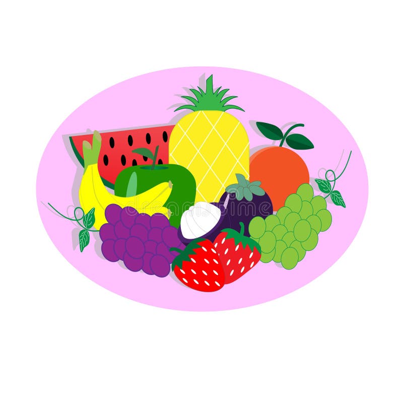 Pineapple and Kind of Fruits - Vector Illustration Stock Vector ...