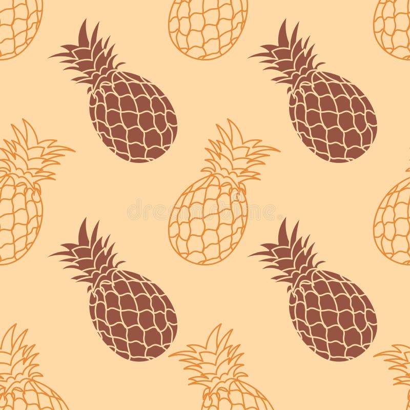 Pineapple Outline Fruit Seamless Background Print. Repeat Pattern Background Design Stock Vector ...