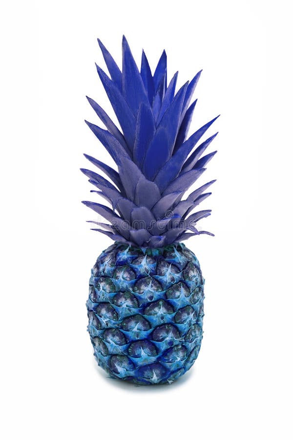 Pineapple Painted Blue on a White Background Stock Image - Image of ...