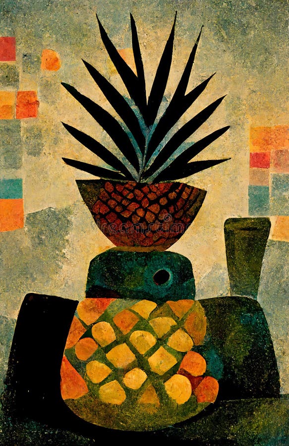 Pineapple Painted in Expressionistic Style on Canvas Stock Illustration ...