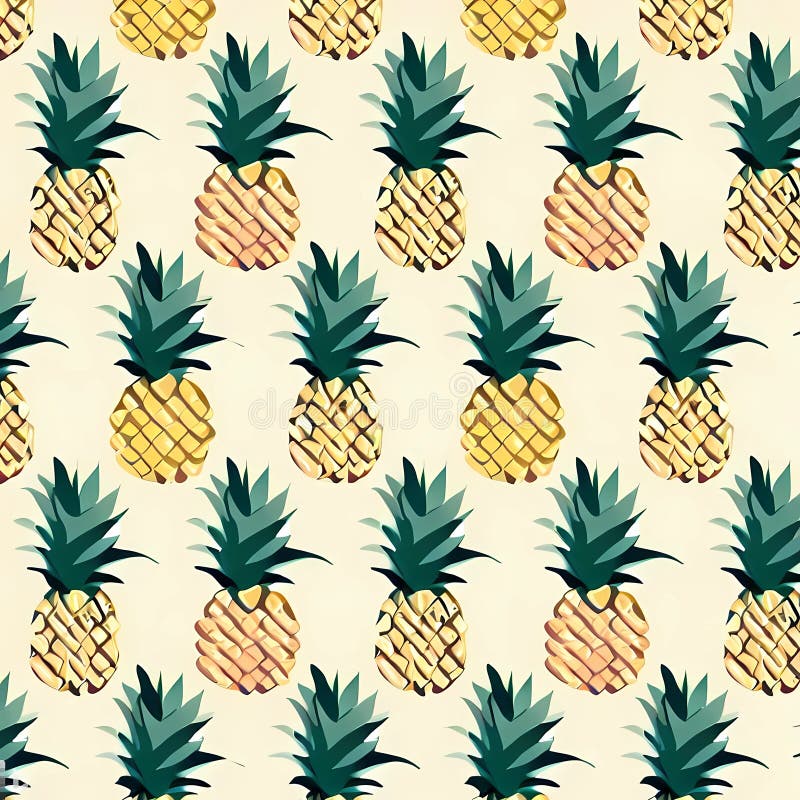 Pineapple Pattern Flat Art , Generate by Ai. Stock Illustration ...