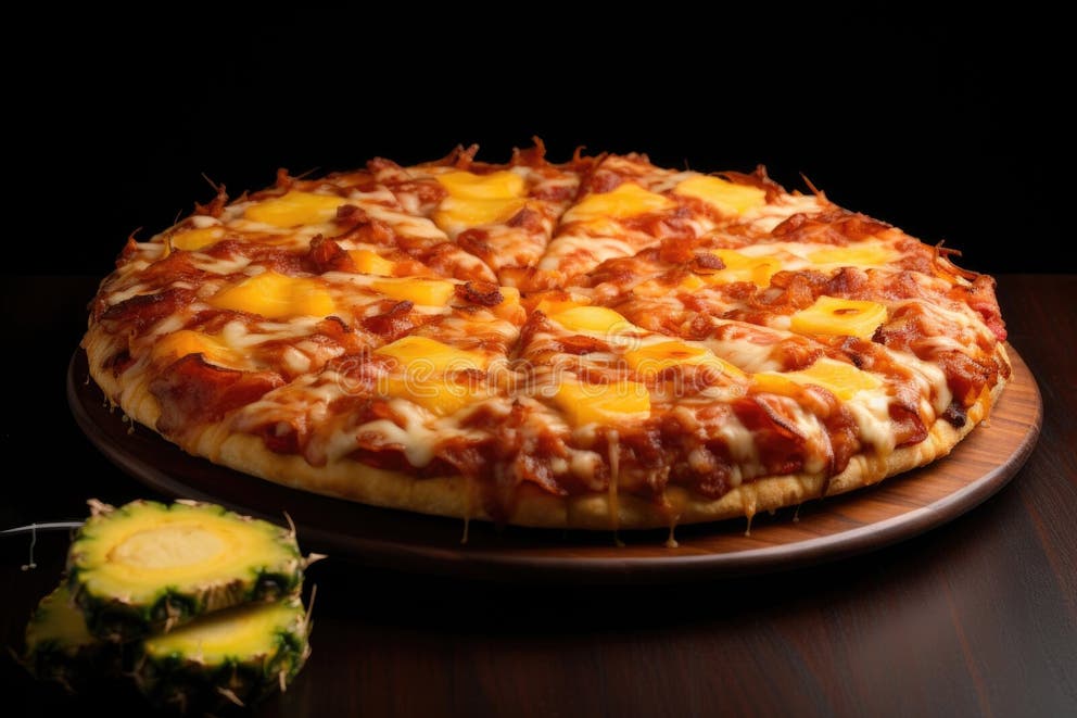 A Pineapple Pizza with a Missing Slice, Displaying the Cheesy String ...