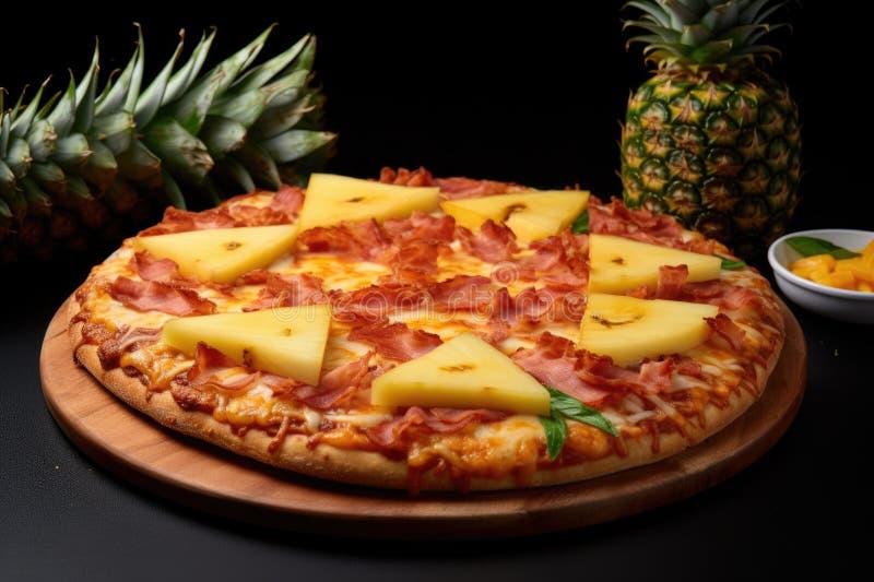 A Pineapple Pizza with a Missing Slice, Displaying the Cheesy String ...