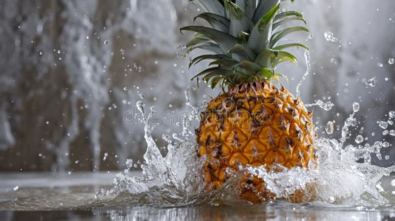 Pineapple Plunging into Refreshing Pool Water for a Splash of Summer ...