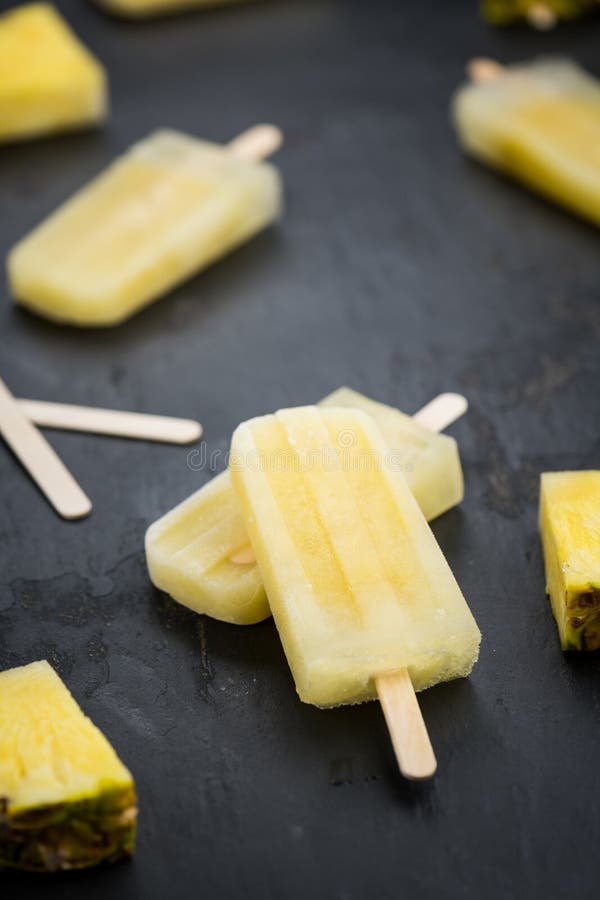 Pineapple Popsicles Selective Focus Stock Photo - Image of cream ...
