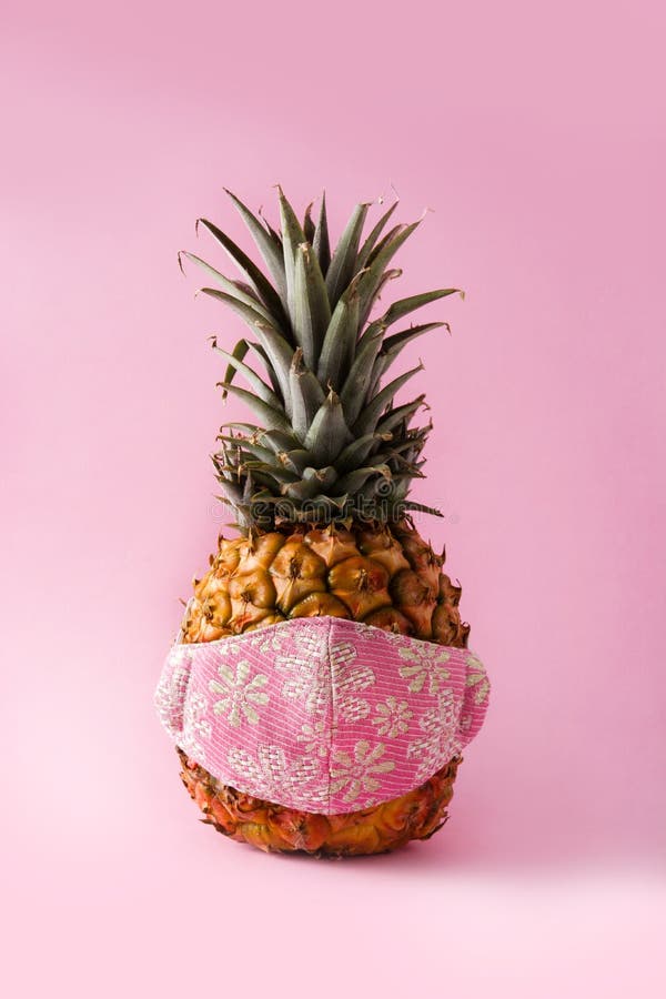 Pineapple with Protective Face Mask Stock Photo - Image of copyspace ...