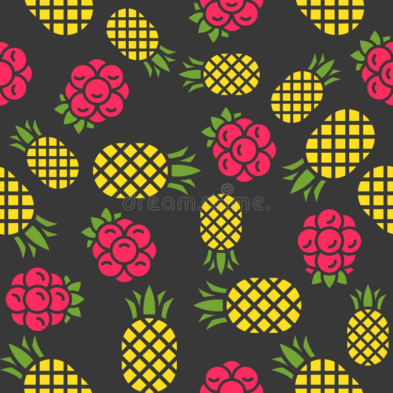 Pineapple and Raspberries Seamless Pattern for Wallpaper or Wrap Stock ...