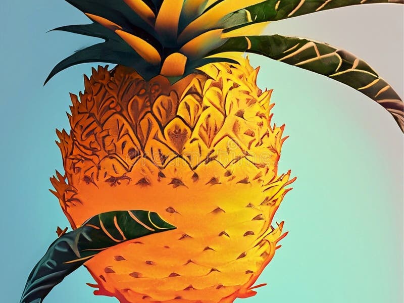 Pineapple Raster Drawing in Illustrator. Stock Illustration ...