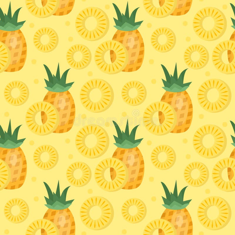 Pineapple Seamless Pattern. Ananas Slices Endless Background, Texture. Fruits Background. Vector ...