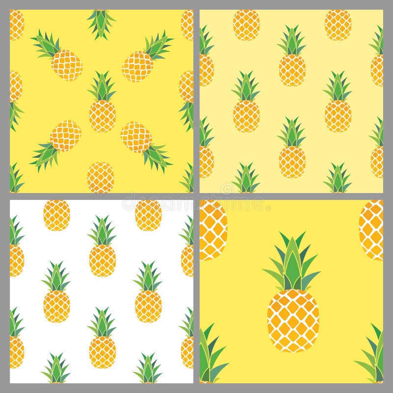 Pineapple Seamless Pattern Background Collection Set. Vector ...
