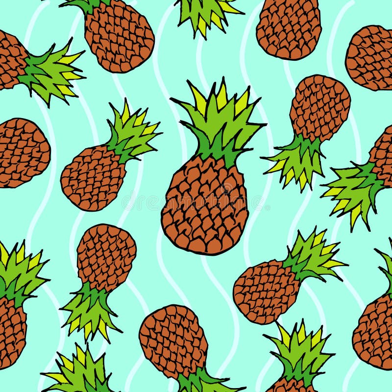 Pineapple Seamless Pattern. Stock Vector - Illustration of pineapple ...