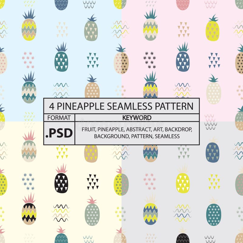 4 PINEAPPLE SEAMLESS PATTERN READY TO PRINT Stock Illustration ...