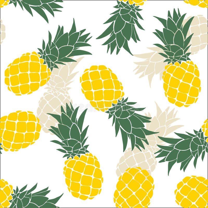 Hand Drawn Pineapple Seamless Pattern. Vector Illustration. Stock ...