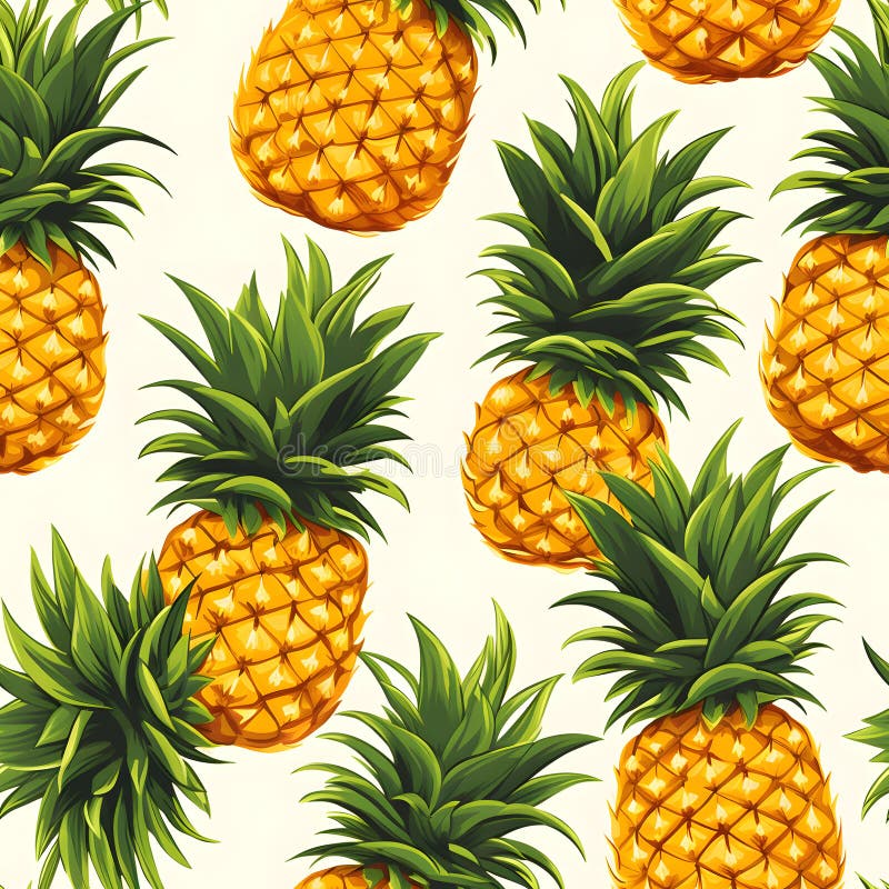Pineapple Seamless Pattern on a White Background by Generative AI Stock ...