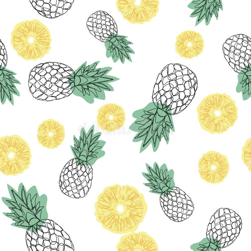 Pineapple Seamless Pattern on a White Background. Design for Textiles ...