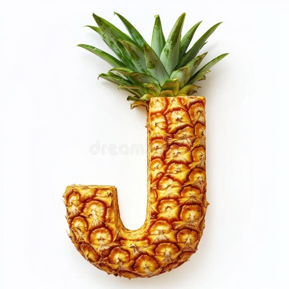 A Pineapple Shaped Like the Letter "J," Showcasing a Creative Fruit Design Stock Illustration ...