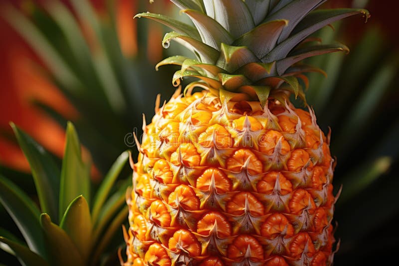 Pineapple Side View on the Orange Stock Illustration - Illustration of ...