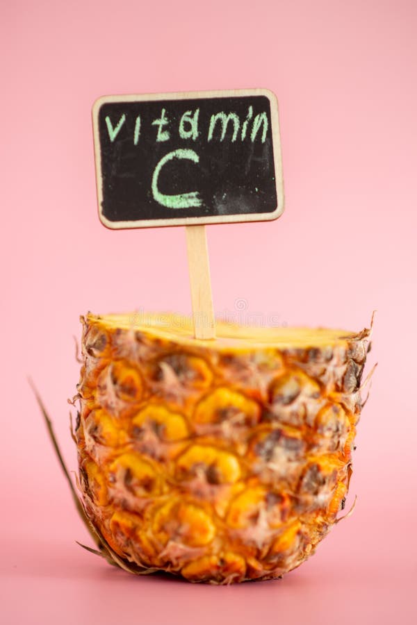 A Pineapple with a Sign that Says Vitamin C on it Stock Image - Image ...