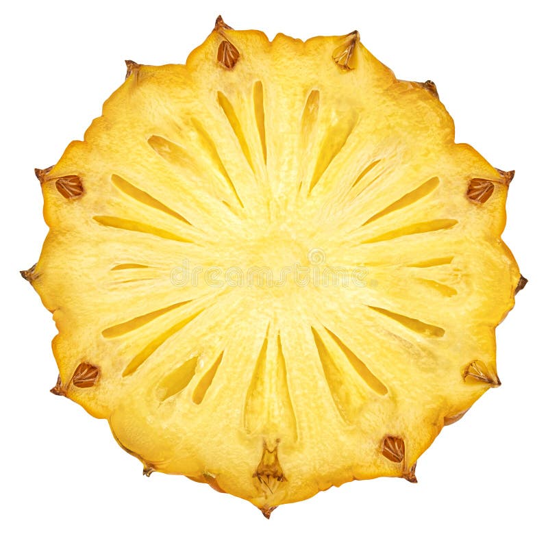 Pineapple Slice Isolated on White Background, Top View Stock Image ...