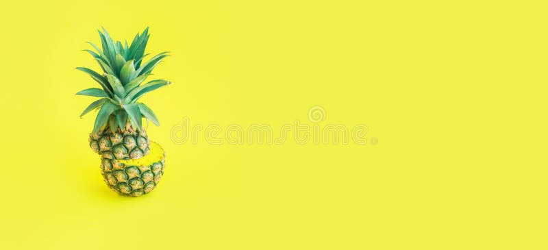 Pineapple Slice on Pastel Color Background.fruit Refreshment and Summer ...