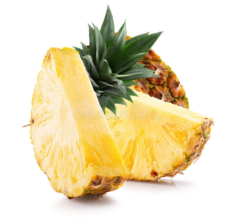 Pineapple Slices with Leaves Isolated on a White Background Stock Photo ...