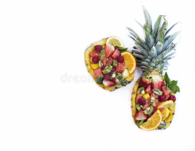 Pineapple Stuffed with Assorted Fruit Salad Stock Image - Image of ...