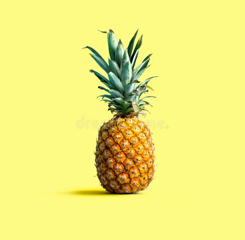 Pineapple on Solid Color Background Stock Image - Image of fruit ...