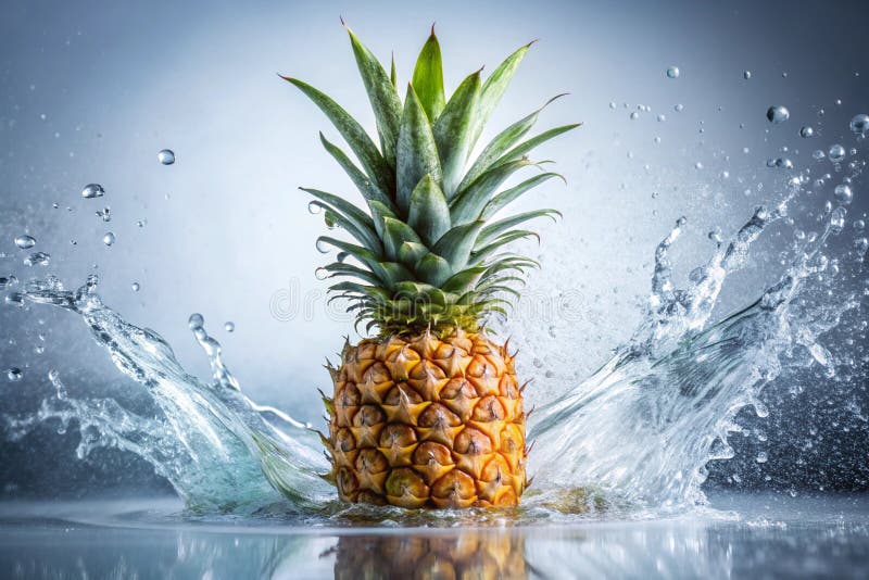 Pineapple Splashing into Water Stock Illustration - Illustration of ...