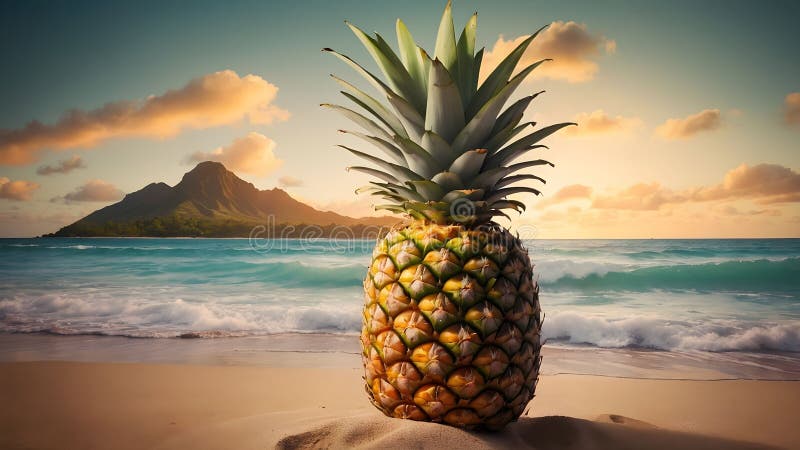 Ripe Pineapple Ocean Waves Sunset Stock Photos - Free & Royalty-Free ...