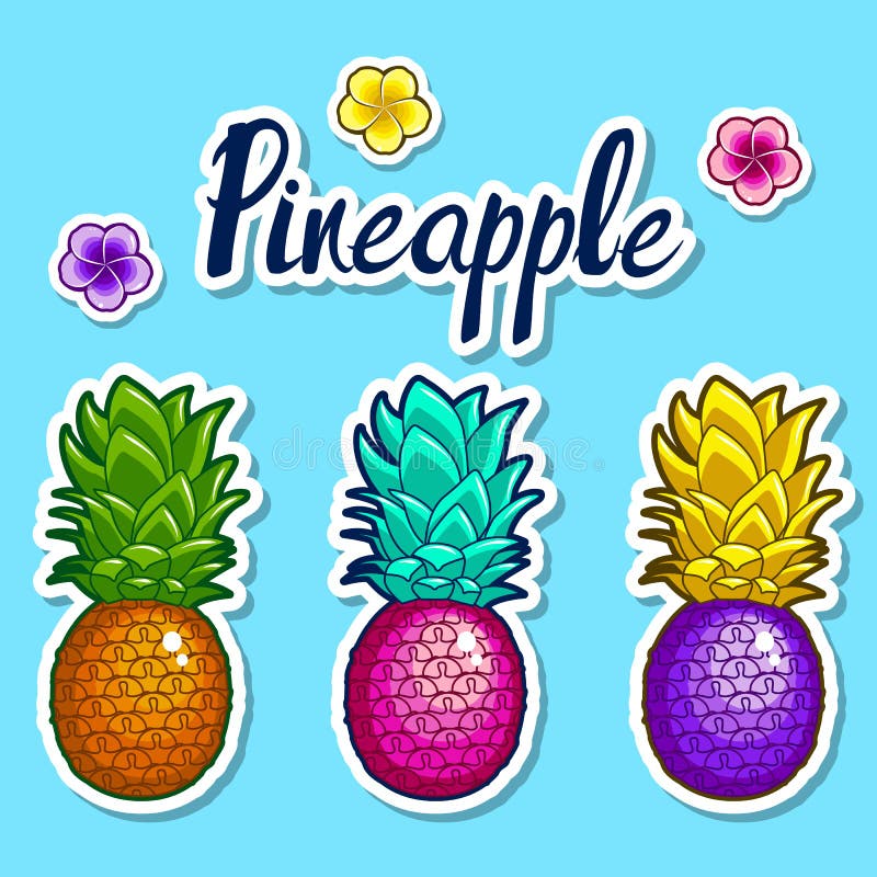 Pineapple-stickers stock vector. Illustration of juicy - 213460019