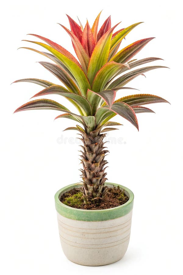 Pineapple Tree Sapling Variegated Stock Illustration - Illustration of ...