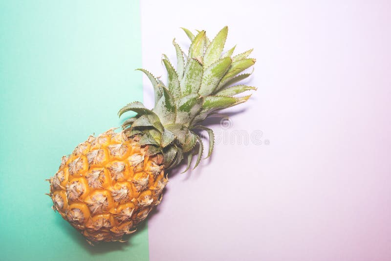 Pineapple on Two Color Backgrounds, Selective Focus Stock Image - Image ...