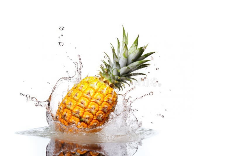 Pineapple in Water Splash on White Stock Photo - Image of pineapple ...