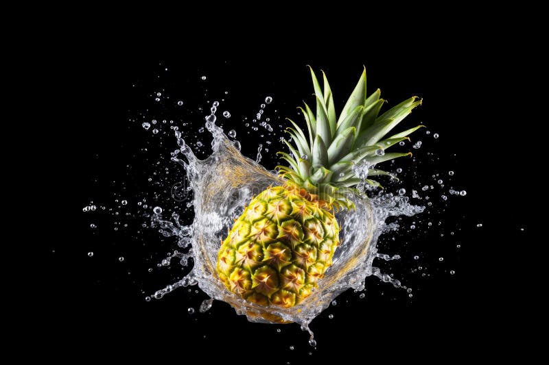 Pineapple in Water Splash on White Stock Photo - Image of nature, sweet ...