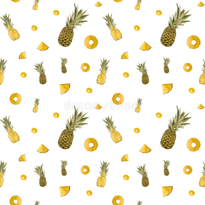 Pineapple Yellow Fruit Simple Pattern a Watercolor Stock Illustration ...