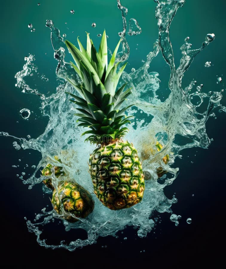 Pineapples Fall into the Water Stock Image - Image of summer, pineapple ...