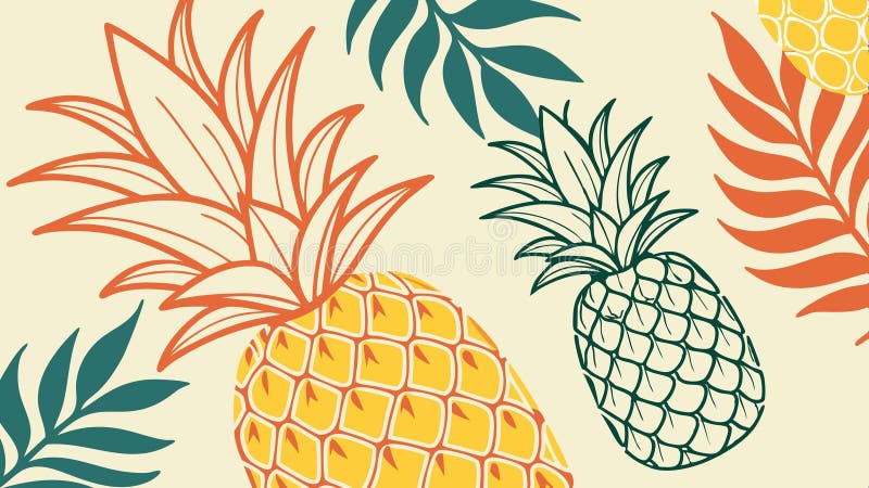 Pineapples and Leaves Pattern, Tropical Fruit Design Vector Design Generative AI Stock ...